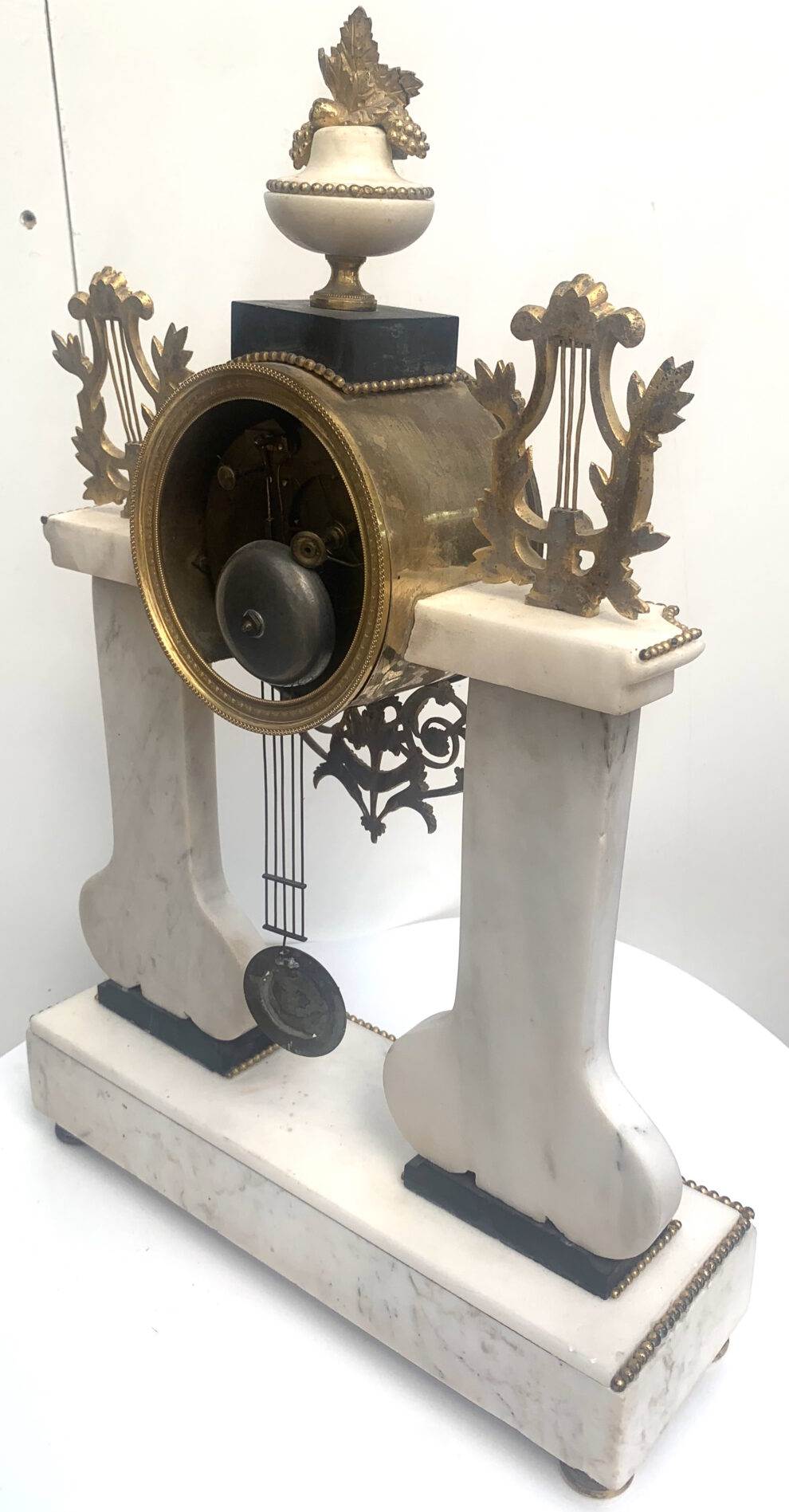 French Empire Marble Portico Clock Pillar Striking 8-Day Mantel Clock ...