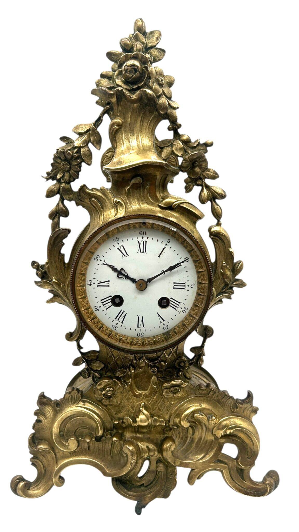 French Bronze Ormolu Scrolling Mantel Clock – 8-day striking mantle ...